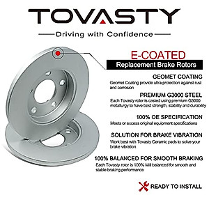 [Rear] TOVASTY Brake Pads and Rotors Kit for Mazda MX-5 Miata 2006-2020 E-Coated [BKC0299]