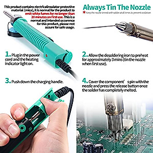 YIHUA 929D-V Electric Desoldering Soldering Iron Solder Sucker Desoldering Pump with Shorter Charging Handle and Desoldering Nozzles 1.0mm 1.2mm for Through-Hole Desoldering