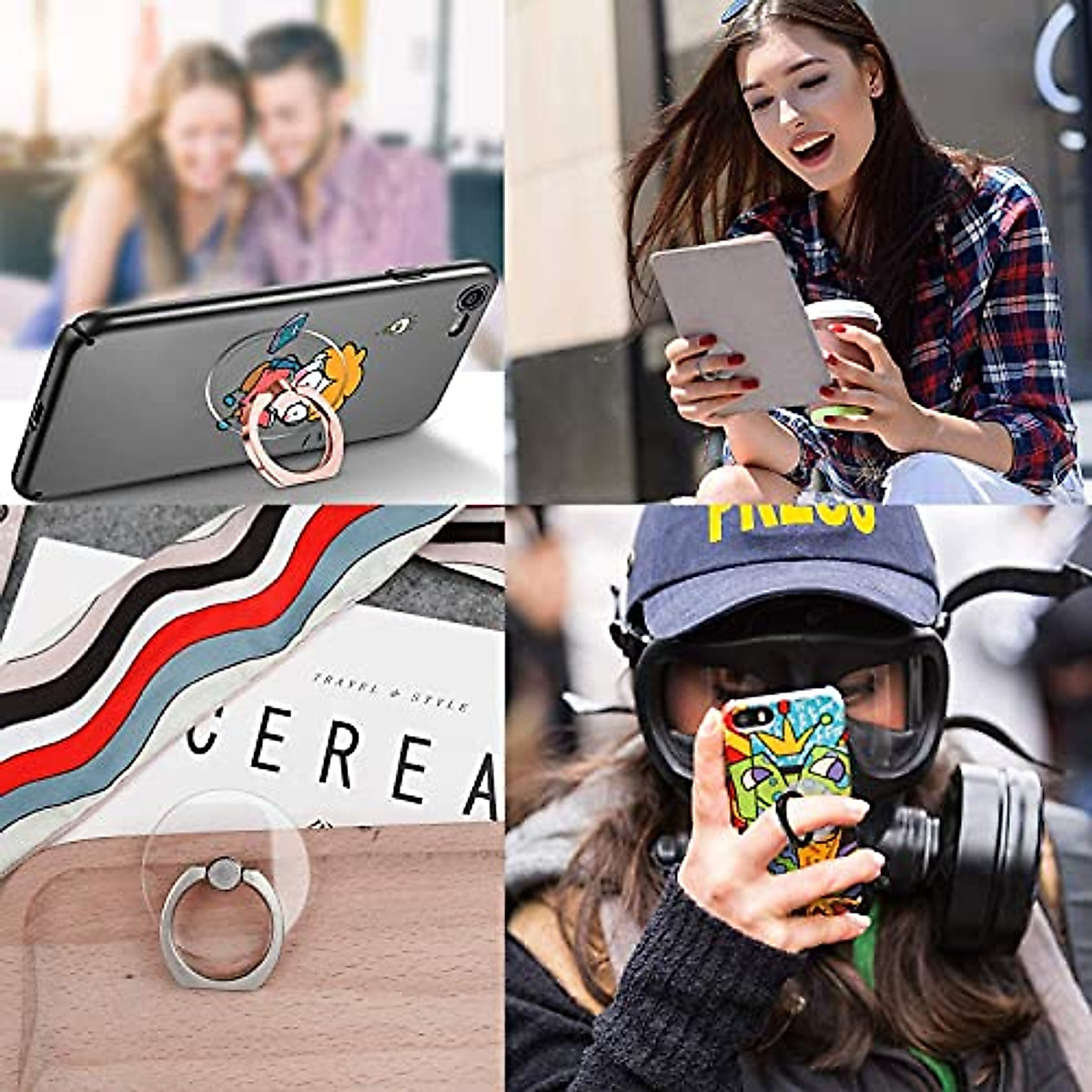 Phone Ring Transparent Cell Phone Ring Holder,360°Rotation Finger Ring Stand, Clear Cell Phone Kickstand Compatible with Most of Phones,Tablet and Case (1)