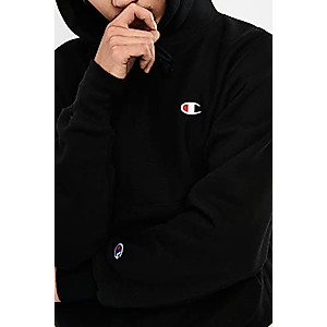 Champion mens Reverse Weave Pullover, Left Chest C Hoody, Black-y06145, Medium US