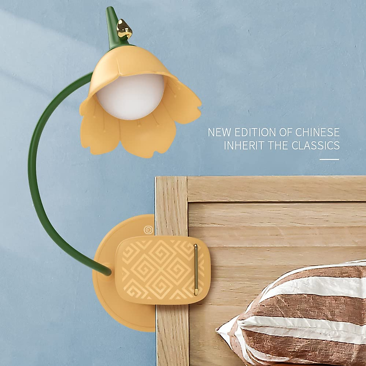 LED Desk Lamp Clip on Lamp Cordless Table Light Adjustable Gooseneck Dimmable Touch Rechargeable Battery Eye-Caring Night Light for Kids,Mini Cute Lamp for College Dorm Bedroom Reading (Yellow)