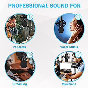 Mictop Q2U USB/XLR Microphone Shock Mount, Microphone Mic Holder with Foam Windscreen for Samson Q2U, ATR2100-USB Microphone, Anti-Vibration Shock Mount with Pop Filter for Reduce Vibration and Noise