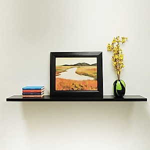 PARREN Floating Wall Shelf, 60" W x 8" D x 1.25" H, Black