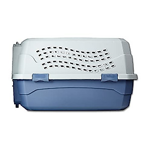 Amazon Basics 2-Door Top Load Hard Sided Dog and Cat Kennel Travel Carrier, 23-Inch, Gray & Blue