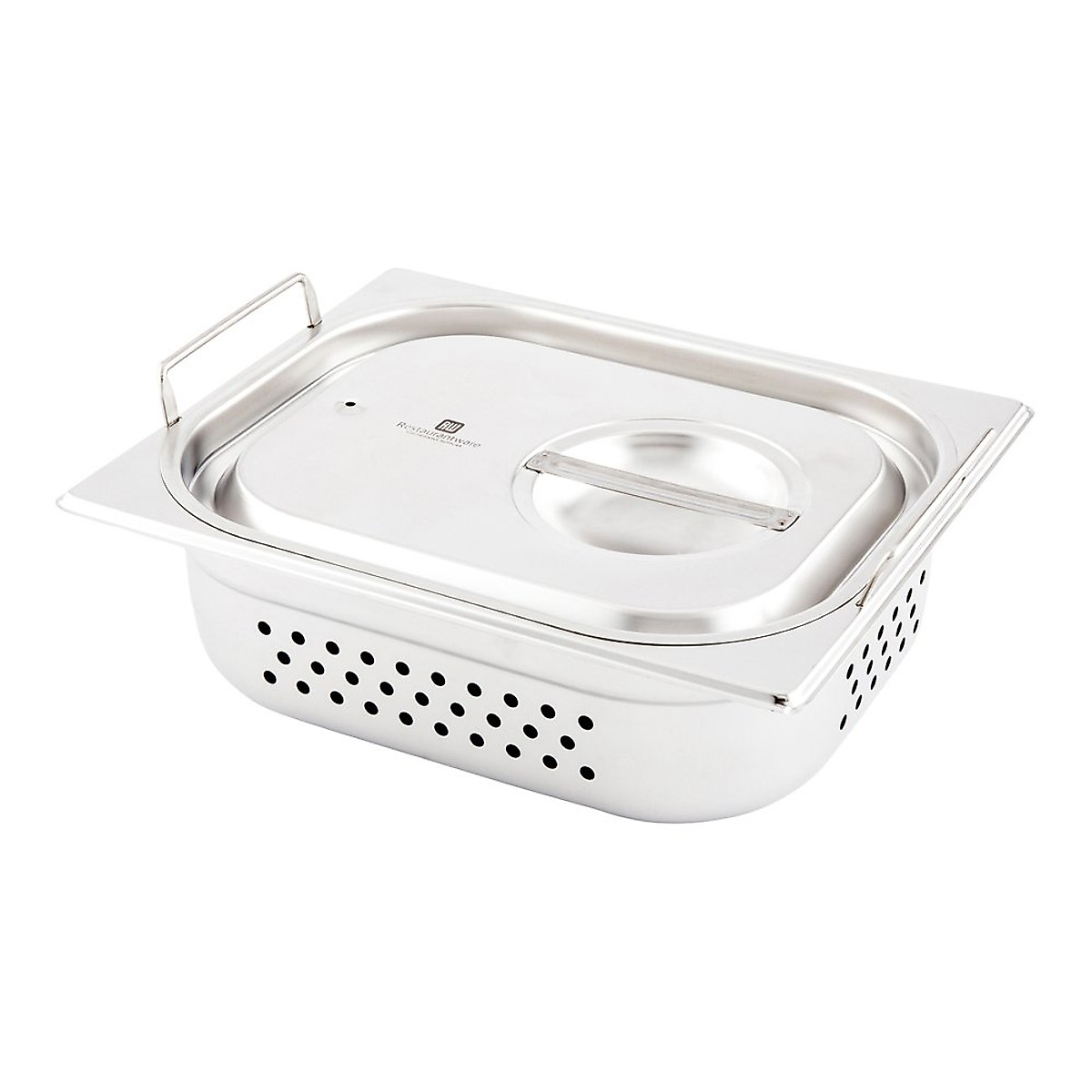 Restaurantware Perforated Steam Table Pan - Half Size - 4" Deep - Collapsible Handles - Anti Jam - Commercial Grade Stainless Steel - 1ct Box - Met Lux