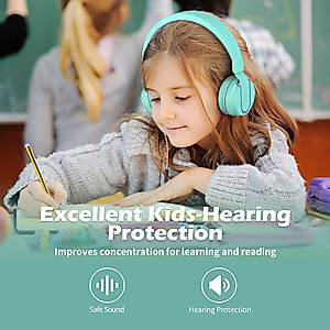 AILIHEN I35 Kids Headphones Wired with Microphone Volume Limited 93dB Children Girls Boys Teen Lightweight Foldable Headset for School Online Course Chromebook Cellphones Tablets (Green Purple)