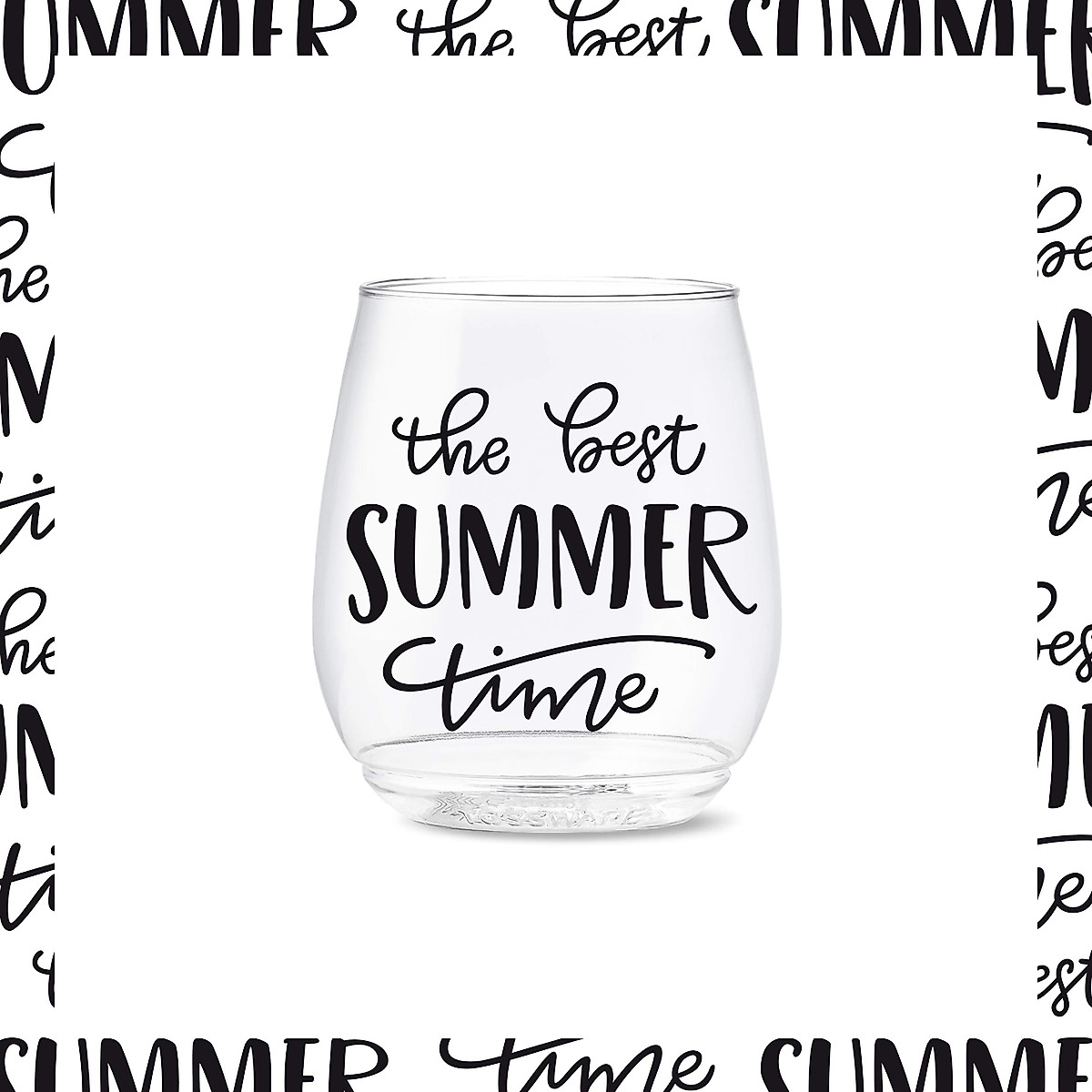 TOSSWARE POP 14oz Vino Summer Sips 2 Series, SET OF 6, Premium Quality, Recyclable, Unbreakable & Crystal Clear Plastic Wine Glasses