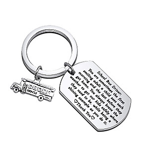 School Bus Driver Appreciation Gift Thank You Keychain Gifts for School Bus Driver Back to School Gift (silver)