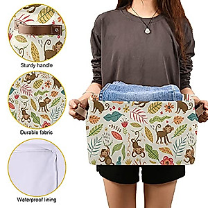 xigua Cute Monkeys In The Jungle Foldable Storage Bin, Collapsible Sturdy Fabric Storage Basket Cube W/Handles, Storage Box for Organizing Toys Nursery Shelf Closet Bedroom Office 2PCS