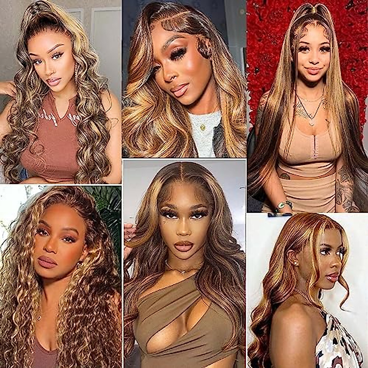 28inch Honey Blonde Lace Front Wig Human Hair 13x4 HD Transparent 4/27 Highlight Ombre Lace Front Wigs Human Hair Pre Plucked With Baby Hair 180% Density Body Wave Human Hair Wigs