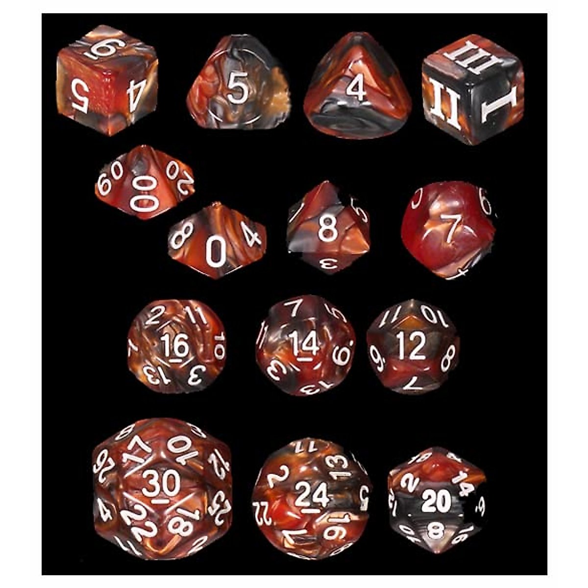 Mage Bullets - 14 Unusual Dice Set Approved for Use with Dungeon Crawl Classics - DCC - Unleashed Arcana