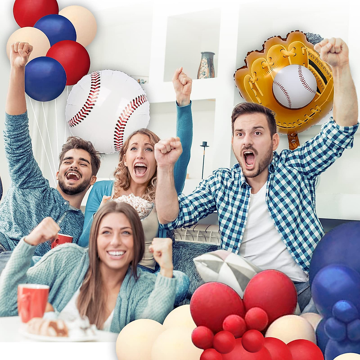 Teddyparty Baseball Balloon Arch Garland, Red Nude and Navy Blue Balloon Garland Kit Birthday Party for Boy Sports Balloons Gender Reveal Decoration