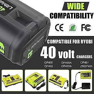 JYJZPB 6.0Ah 40V Battery for Ryobi 40V Battery Replacement OP4040 OP4026 OP4030 OP4050 OP4060A Compatible for Ryobi 40 Volt Cordless Tool Lithium ion Battery Packs