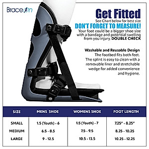 Brace On Adjustable Night Splint - Plantar Fasciitis, Achilles Tendon, Heel Spur, and Foot Pain Relief Stretching Boot for Men and Women, Gray, Small