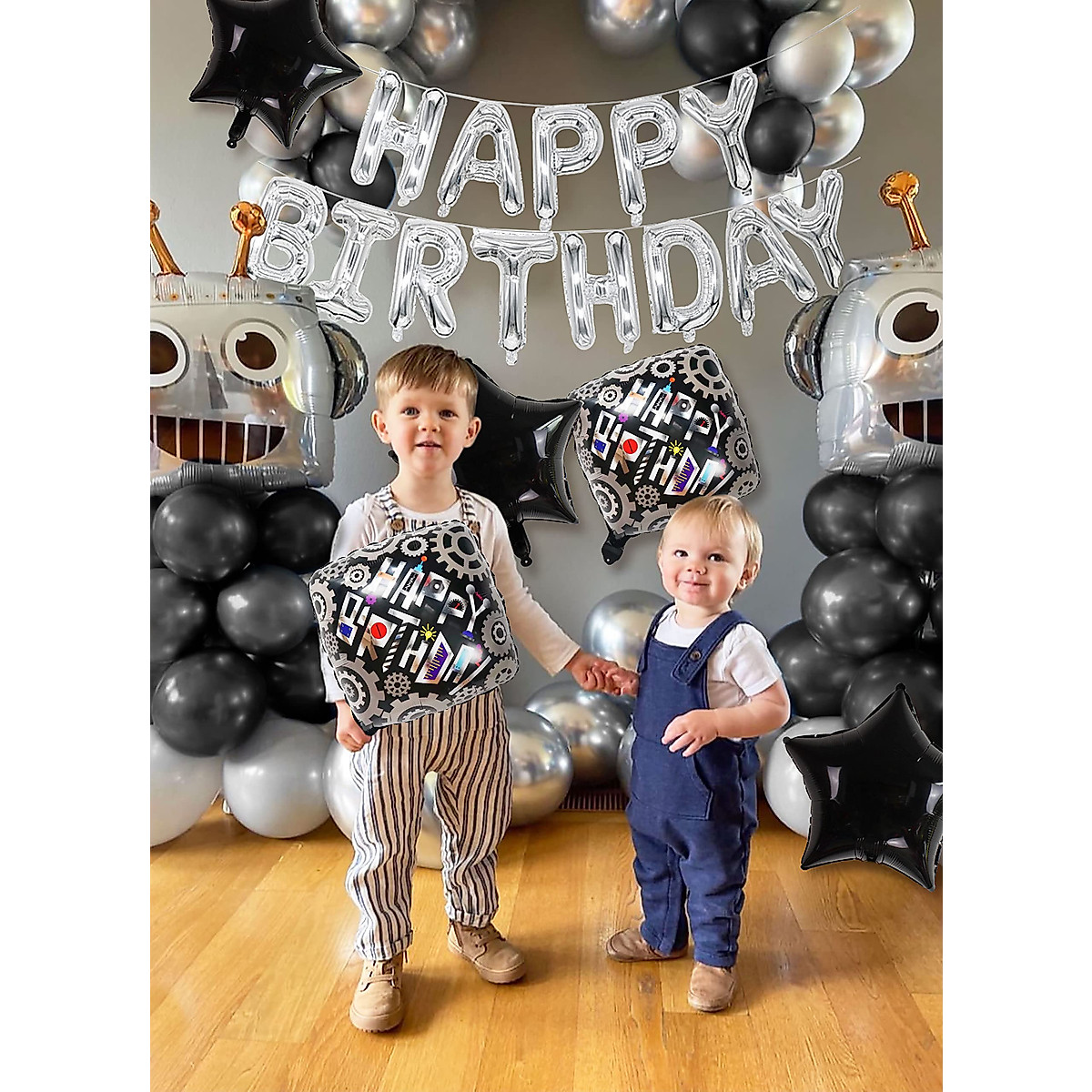 31 PCS Robot Birthday Party Supplies Robot Birthday Balloons Robot Birthday Banner Favors Cake Cupcake Decoration