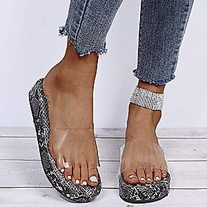 justHIGH Clear Strappy Platform Sandals Open Toe Ankle Strap Platforms Wedges Outdoor Slippers Shoes