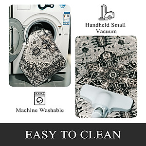 Lahome Boho Rugs for Living Room - 5x7 Area Rugs Machine Washable Throw Black Bedroom Rugs Ultra-Thin Non-Slip Large Dining Room Rug Oriental Indoor Floor Carpet for Kitchen Entraway Office Bathroom