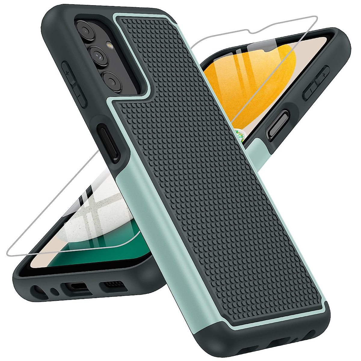 BNIUT for Samsung Galaxy A13 5G Case: Dual Layer Protective Heavy Duty Cell Phone Cover Shockproof Rugged with Non Slip Textured Back - Military Protection Bumper Tough - 6.5inch (Green)