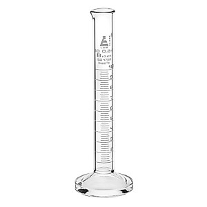 EISCO Graduated Cylinder, 10ml - Class B Tolerance ±0.20ml Round Base White Graduations Borosilicate 3.3 Glass- Eisco Labs