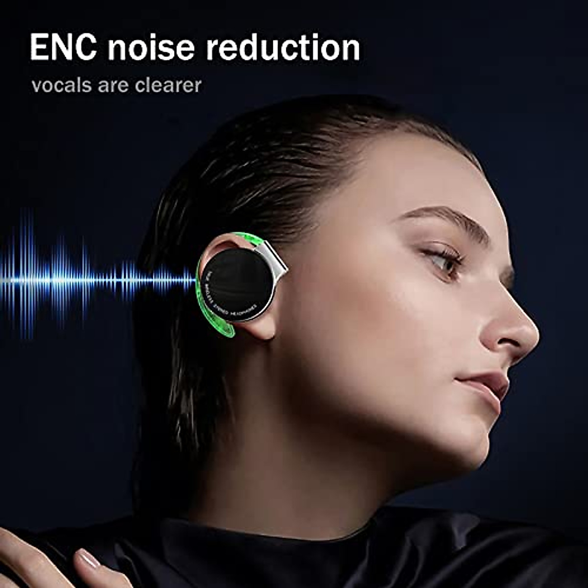 ESSONIO Bluetooth Headset Open Ear Headphones ENC Noise Reduction Headset Headset for Running Exercise Headset earplugs for Mobile Phones IPX5 Waterproof Band Microphone for Sports