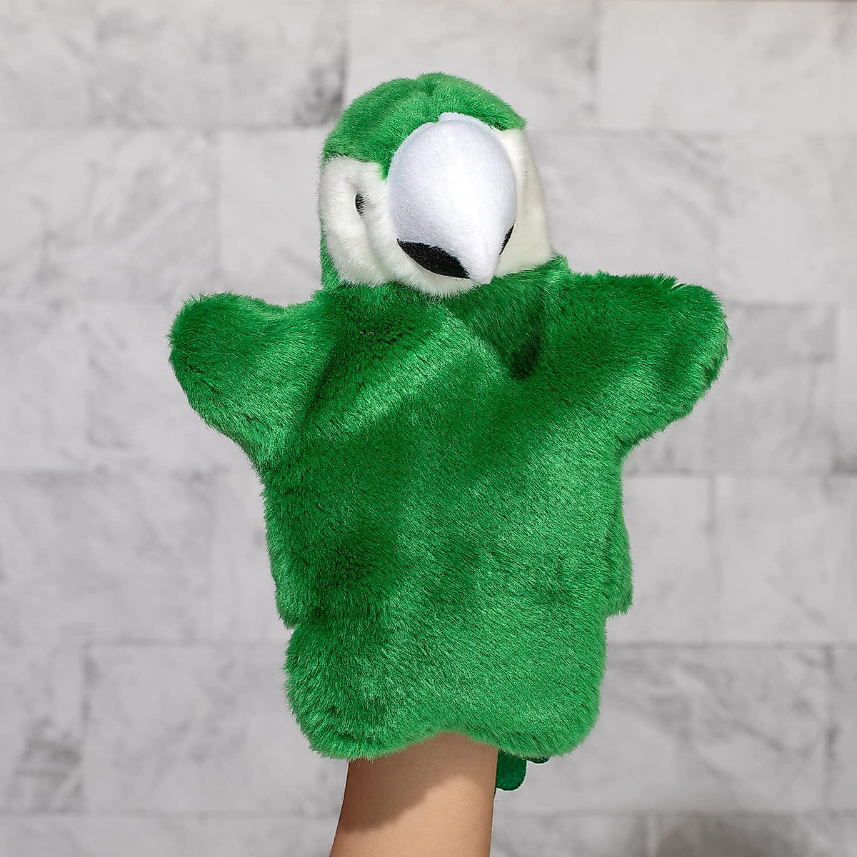 RONIAVL Animal Hand Puppets Plush Toy Birthday Party Favor Supplies for Storytelling Teaching Role-Play Stimulate Imagination Hand Puppets for Children (Green Parrot)
