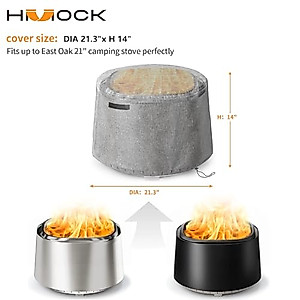 Fire Pit Cover for East Oak Fire Pit Cover 21inch,600D Heavy Duty Waterproof Smokeless Firepit Outdoor Accessories Small Stainless Steel Firepit Covers Round for East Oak Pan Stove Fire Pit Cover