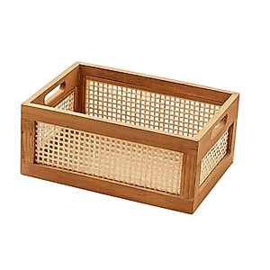 Wood Storage Basket Drawer Storage Box Portable Decoration Supplies Desktop Frame Case Home Organization for Bedroom Stationery Household, 35cmx24cmx19cm