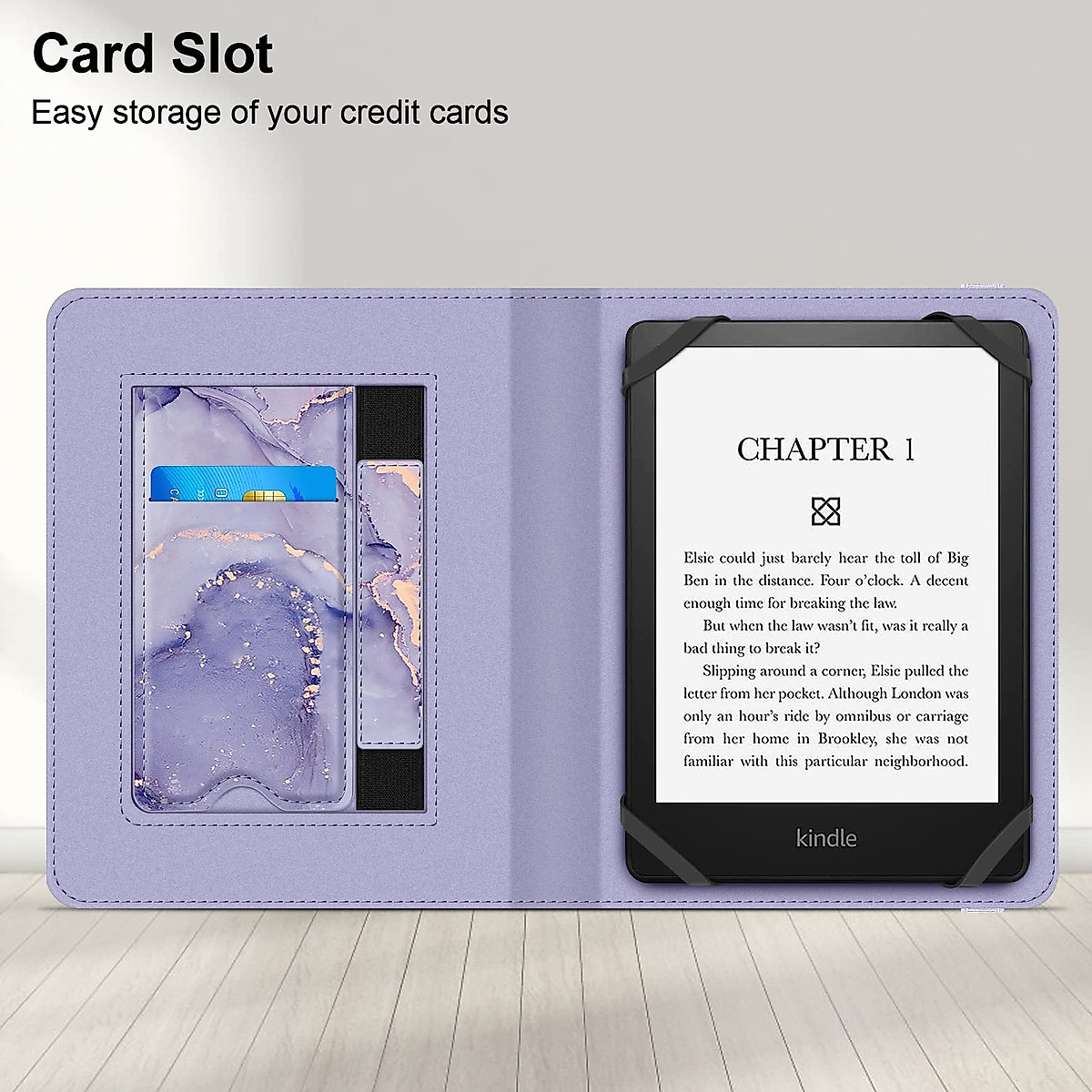 Fintie Universal Case for 6-7 Inch Tablet eReader - Premium PU Leather Sleeve Stand Cover with Card Slot & Hand Strap for 6"- 7" Kindle/Kobo/Nook/Tolino/Pocket Book E-Book Tablet, Lilac Marble