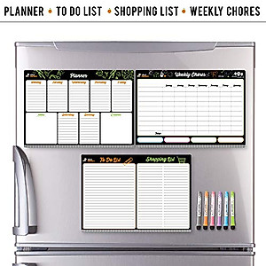 Howlin' Homewares Magnetic Dry Erase Board for Fridge - Stain Resistant Refrigerator Calendar with Fine Tip Markers and Large Eraser - Magnetic Whiteboard Weekly Planner
