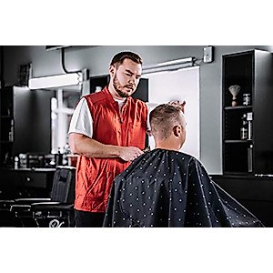 Barber Strong The Barber Vest, Men's Red, Hair Repellent, Ultra Lightweight and Breathable Mesh Side Panels, Sleeveless, Features 3 Pockets and 2-Way Zipper Closure - Size 2XL, Great for Pet Grooming