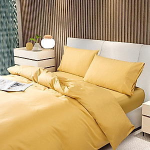 JamRest Duvet Cover Twin Size Zipper Closure (68"x90"), Ultra Soft Breathable Microfiber Comforter Cover, Luxury Hotel Bedding 3pcs Set (1 Duvet Cover & 2 Pillowcases), Yellow