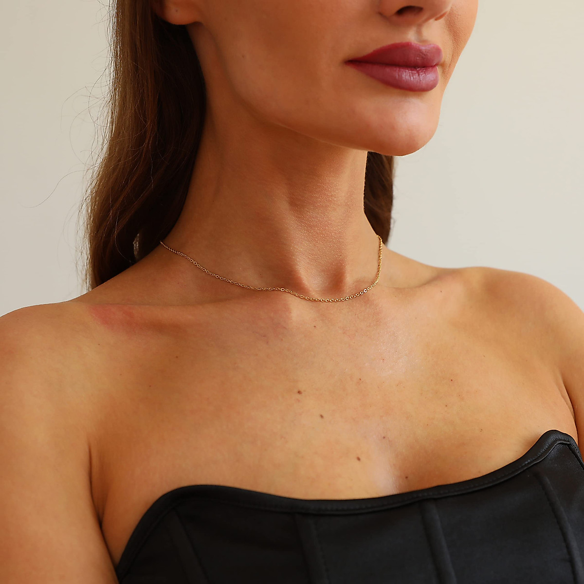 Mauzew Dainty Chain Necklace for Women Gold Simple Basic Chain Link Necklace Delicate Thin Chain Layering Choker Necklaces Everyday Jewelry