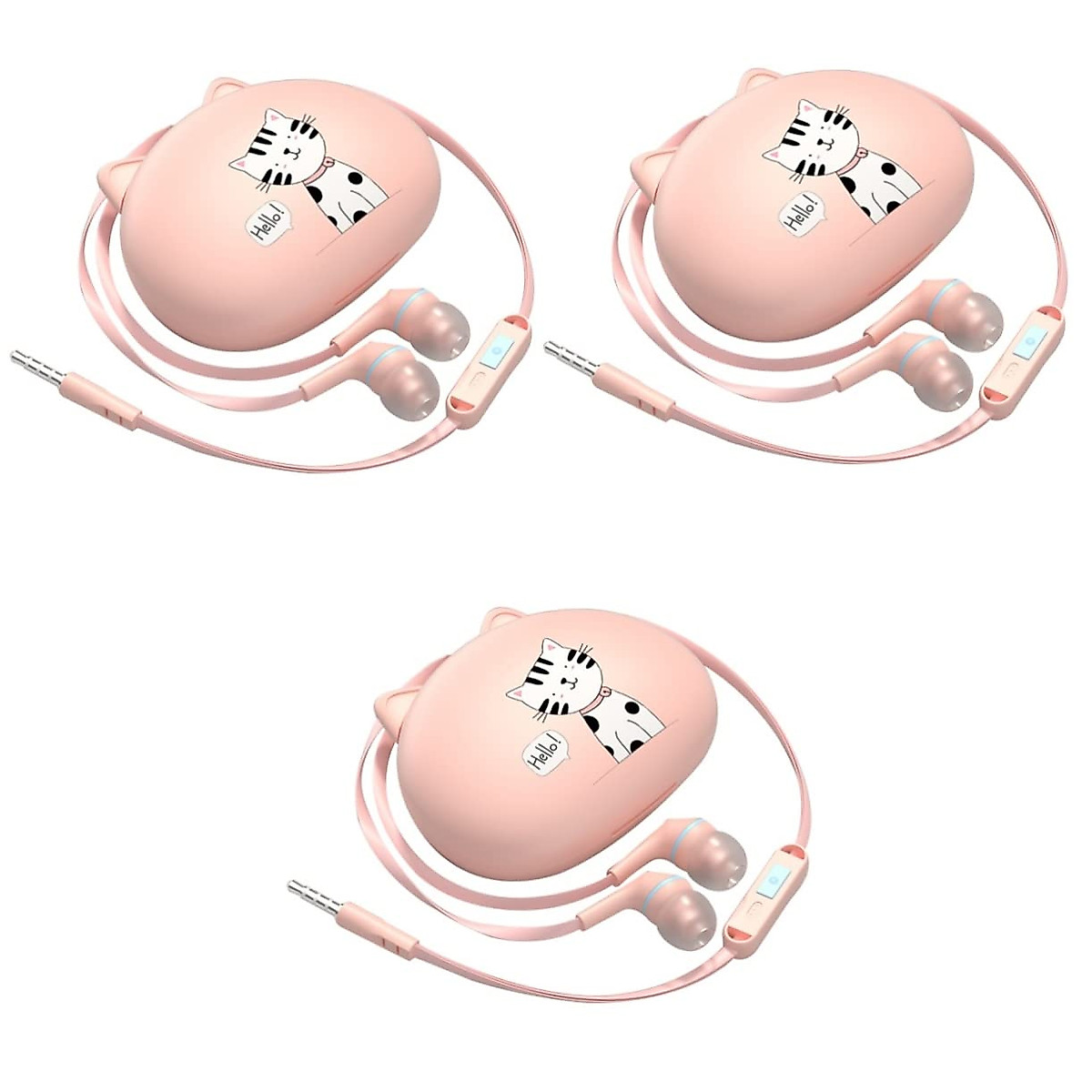 UKCOCO Wire Headphones 3pcs Universal Wired Headset Color Card Headphone Box Bass Ear Buds Wired