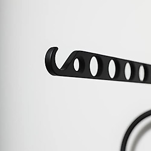 Yooloks Laundry Drying Rack Wall Mounted, Black Folding Clothes Drying Rack Clothes Hanger Rack with Swing Arm and Round Towel Ring, Space Saver for Laundry Room Bathroom Closet Storage Organizer