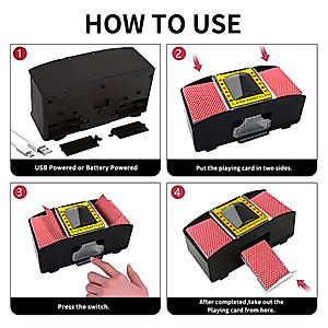 Ni-SHEN 6 Deck Automatic Card Shuffler USB/Battery Operated Electric Shuffler for Family Party Poker/Blackjack/UNO(1-6 Deck Card Shuffler)