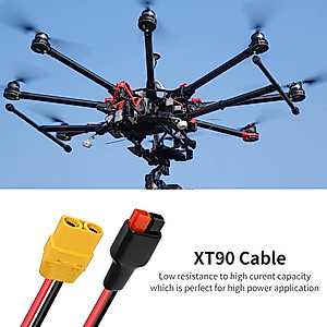 YACSEJAO Solar Connector to XT90 Cable 12AWG 1M XT90 Female to 45A Solar Panel Connector Extension Cord for RC LiPo Battery FPV Outdoor Power Bank