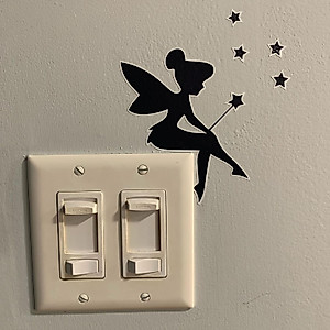 Bad Fish Custom Decals 0105-2 Pack Sticker Card Lightswitch Vinyl Decal Sticker Tinkerbell Fairy – for Light Switch, outlets or Any Ledge - Wall, Vehicle, Computer, Home Decor, Bedrooms or Nursery