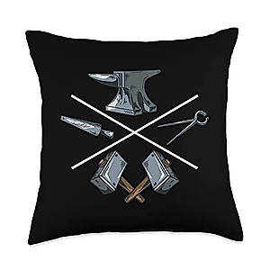 Forging Equipment Starter Kit Gifts For Beginners Anvil Hobby Legend Forging Professional Blacksmith Throw Pillow, 18x18, Multicolor