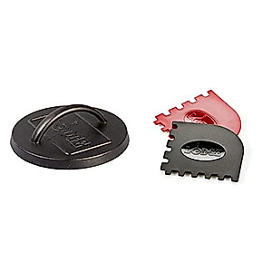 6.25" Burger Press & SCRAPERGPK Durable Grill Pan Scrapers, Red and Black, 2-Pack
