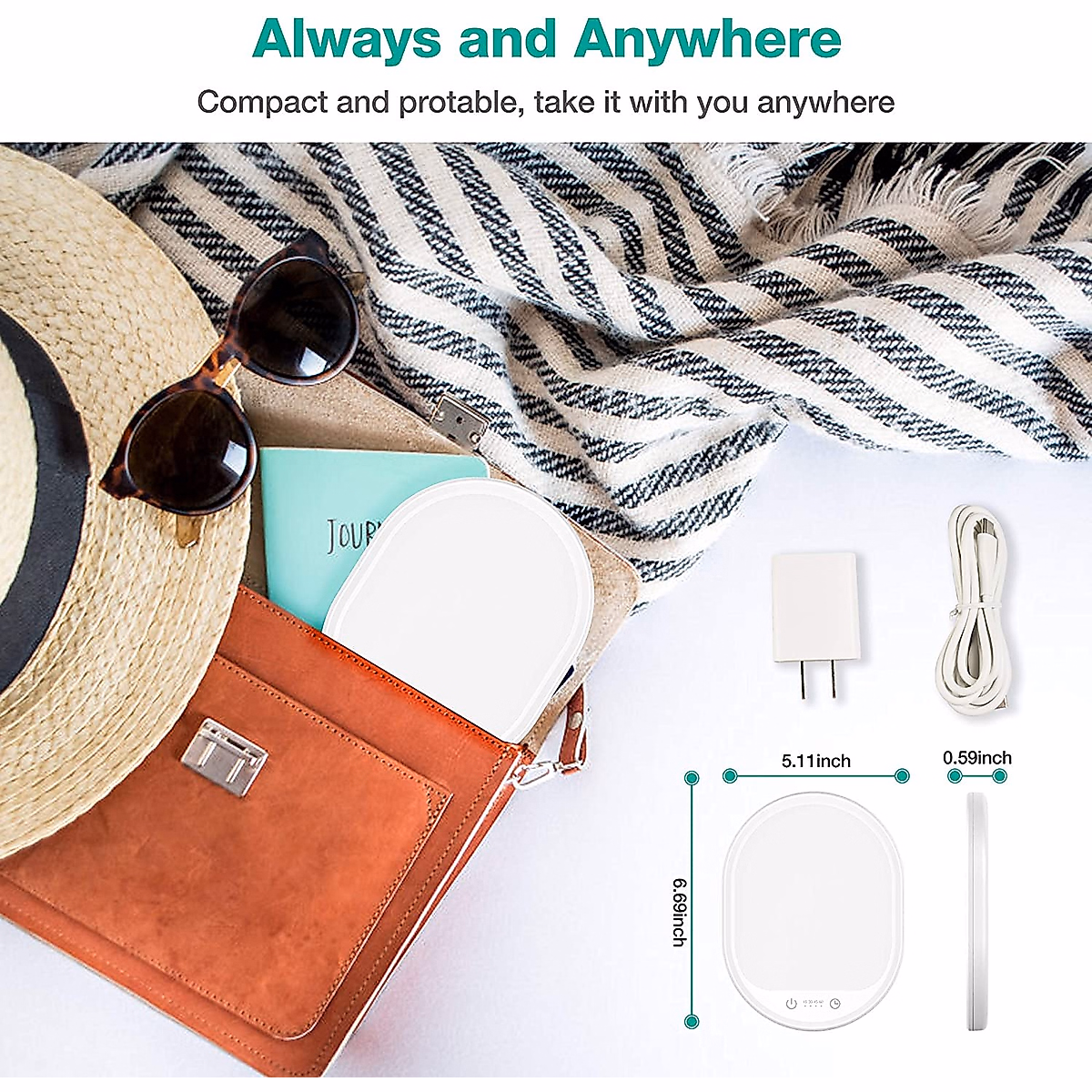 Light Therapy Lamp, UV-Free 10000 Lux Therapy Light Daylight Lamp Touch Control with 3 Adjustable Brightness Levels & 4 Timer Function, Large Light Surface & Rotatable Stand for Home/Office