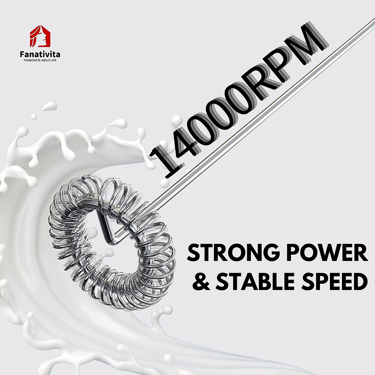 Rechargeable Milk Frother Handheld, Fanativita USB-C Rechargeable Drink Mixer for Coffee, Lattes, Cappuccino, Frappe, Matcha, Hot Chocolate (Black)