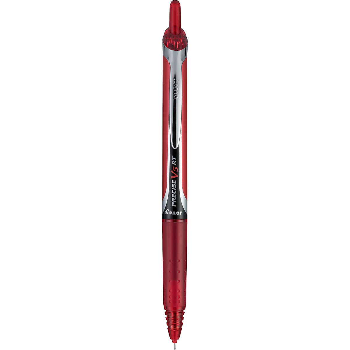 Pilot, Precise V5 RT Refillable & Retractable Rolling Ball Pens, Extra Fine Point 0.5 mm, Red, Pack of 8