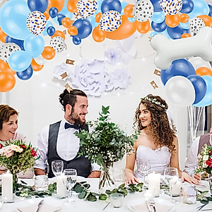 Blue Birthday Party Supplies, QPEY 121Pcs Blue Party Decorations, Dog Paw Balloons Garland Kit for Boys Girls Baby Shower Blue Theme Birthday Party Decorations