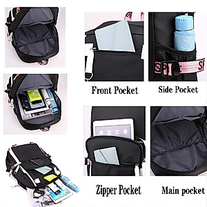 Stylifeo Teenage Girls' Backpack, Middle School Backpack Students Bookbag Daypack for Teen Girls,with USB Charge Port (Black and White)