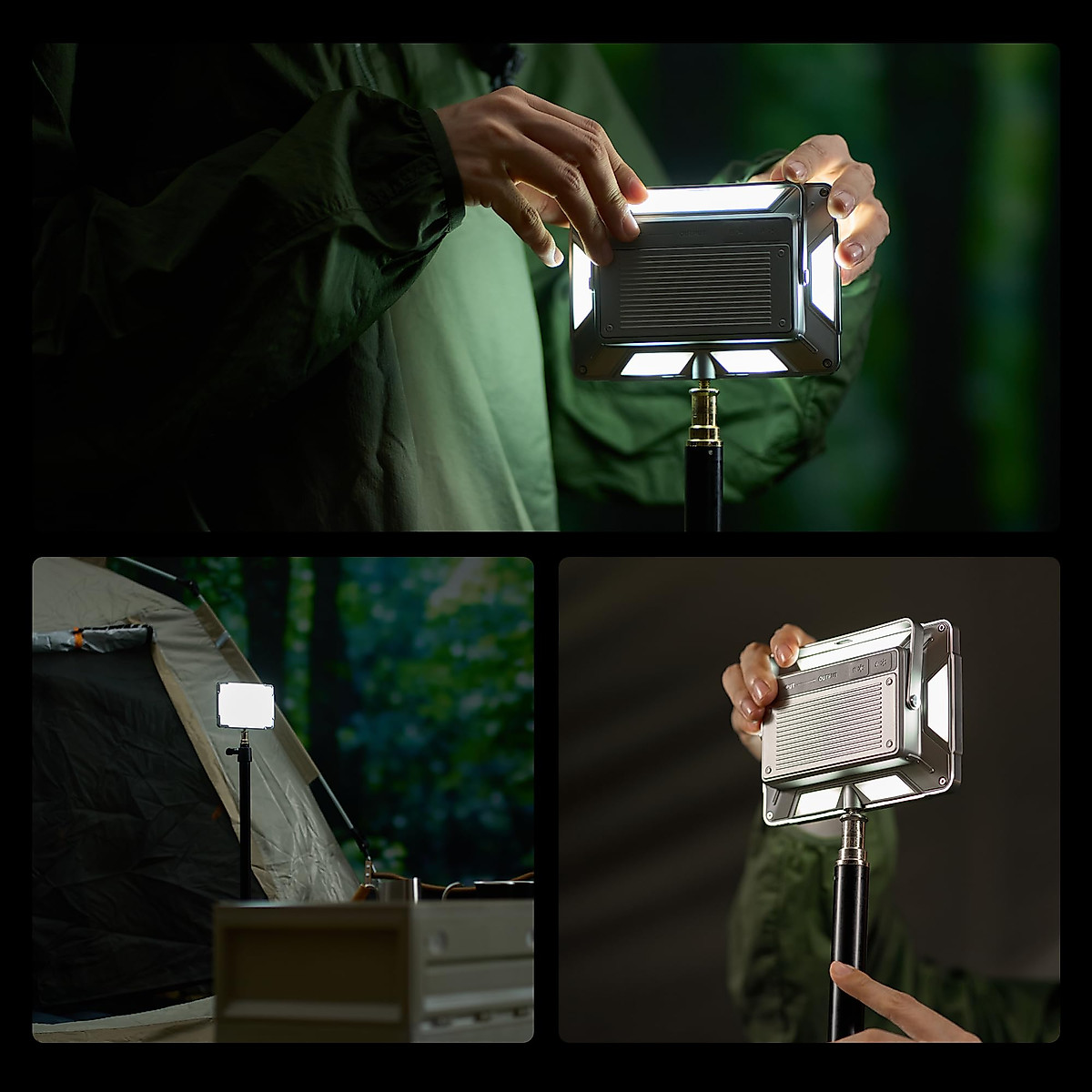 LED Camping Lantern Rechargeable 4400LM,Unique Double Light Panels, 9000mAh,Portable,8 Light Modes,Fill Light, Tent Light for Power Outages, Emergency, Hurricane, Home, Hiking