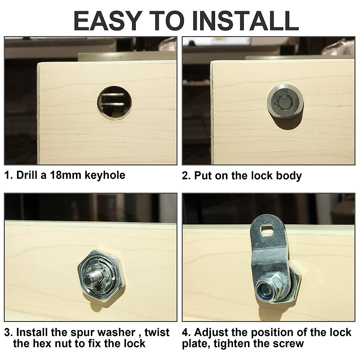3 Pack Cabinet Locks with Keys, 5/8" Cam Locks Keyed Alike, RV Storage Lock for RV Compartment Door Mailbox Toolbox Locks Replacement Set, Chrome