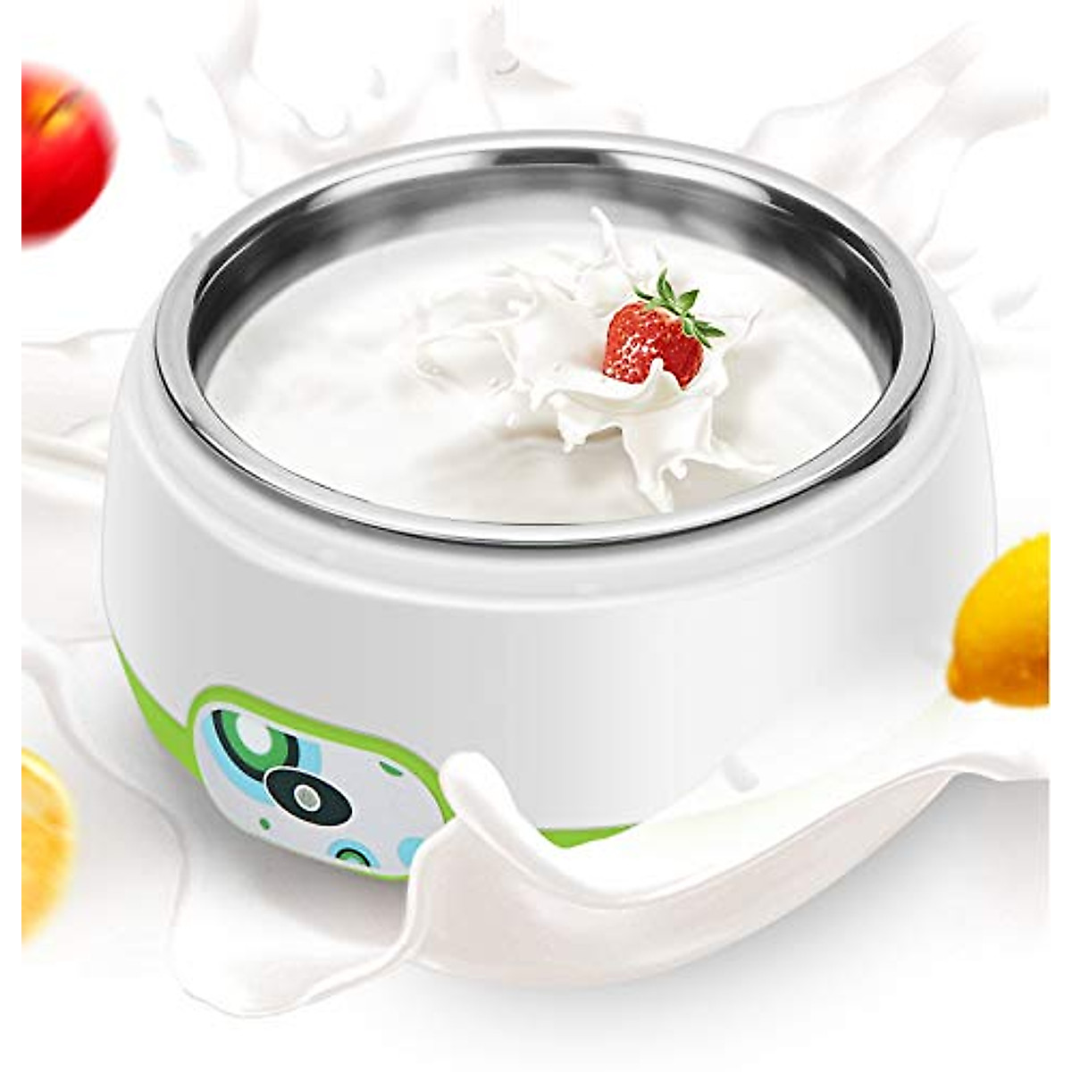 Yoghourt Machine, 1L Automatic Digital Yogurt Maker, Stainless Steel Liner Yogurt Maker Machine, Home DIY Yoghourt Container Yogurt Maker(Green)