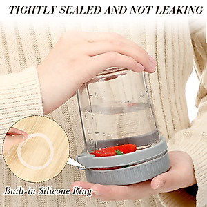 Sieral Set of 4 Overnight Oats Jars with Lid and Spoon Containers 10 oz Airtight Measurement Marks Large Capacity Reusable Oatmeal Container Salad Cup for Cereal Yogurt Milk Vegetables