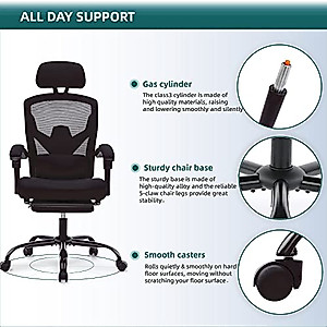 JHK Ergonomic Home Office Mesh Chair, Solid Black