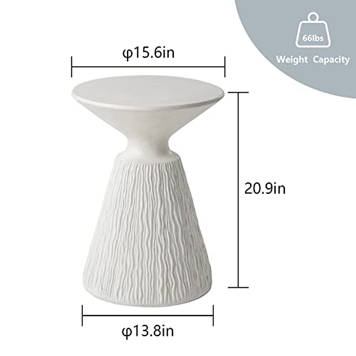 COSIEST Outdoor Side Table, Mushroom Shaped MgO Accent Table, Lightweight Patio End Table with Rotund Base, Round Top Plant Stand for Garden and Deck, White